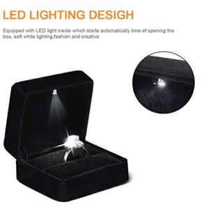 GBYAN Velvet Ring Box with LED Light Jewelry Display Gift Box for Proposal,Engagement, Wedding