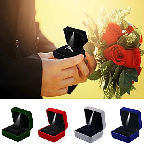 GBYAN Velvet Ring Box with LED Light Jewelry Display Gift Box for Proposal,Engagement, Wedding