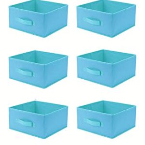 6 PCs New Home Storage Bins Organizer Fabric Boxes Shelf Basket Drawer Container (Light Blue)