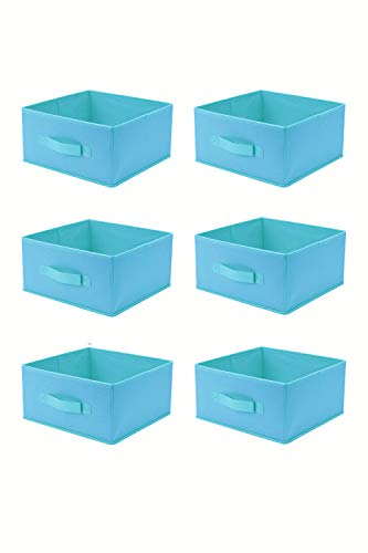 6 PCs New Home Storage Bins Organizer Fabric Boxes Shelf Basket Drawer Container (Light Blue)