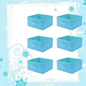 6 PCs New Home Storage Bins Organizer Fabric Boxes Shelf Basket Drawer Container (Light Blue)