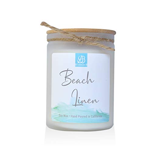 BB Candles Coastal Essentials Natural Soy Hand Poured Candle, Beach Linen Scent, Fragrant Coastal Candle with Strong Scents, Artisan Candle, 12oz, 90+ Hours Burn Time