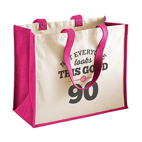 D Design Invent Print! 90th Birthday Keepsake Gift Bag for Women 90 Novelty Shopping Tote Ninety