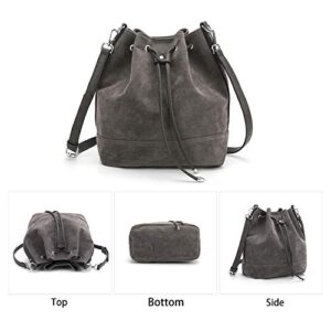 AFKOMST Bucket Bags and Purses For Women Drawstring Hobo and Shoulder Handbags with 2 Detachable Straps