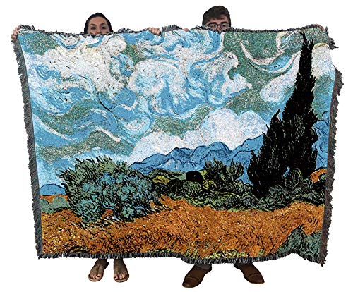 Pure Country Weavers Wheat Field with Cypresses Blanket by Vincent Van Gogh - Fine Art Gift Tapestry Throw Woven from Cotton - Made in The USA (72x54)