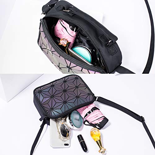 Geometric Purse Luminous Crossbody Bag Lumikay Bags Irredescent Wallet Holographic Clutch Handbag for Women NO.1