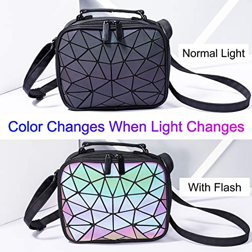 Geometric Purse Luminous Crossbody Bag Lumikay Bags Irredescent Wallet Holographic Clutch Handbag for Women NO.1