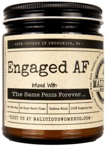 malicious women candle co – engaged af, pink chandelier infused with: the same penis forever…, 9 oz