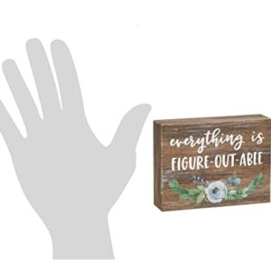 Collins Painting Inspirational Wood Grain Mini Block Sign, 4" (Everything is Figure-Out-able)