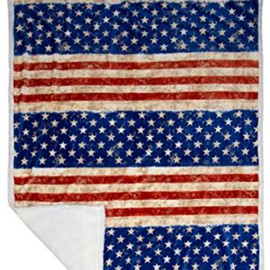 Carstens, Inc Carstens Wrangler Stars & Stripes USA American Flag Sherpa Fleece 54x68 Throw Blanket, 54" x 68", White