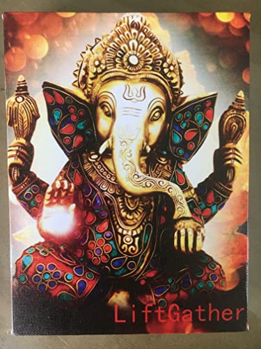 LiftGather 5pcs / set waterproof canvas painting elephant trunk God Ganesha HD print home wall hanging art prints modular pictures