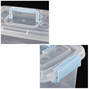 Ggbin 6 Quart Plastic Storage Box with Blue Latching Lid, Clear Bin Organizer, 4 Packs