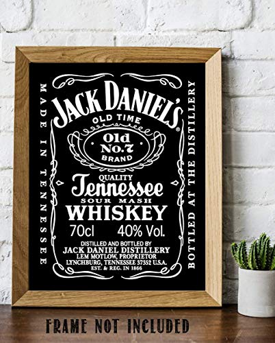 Jack Daniels Whiskey Label- Wall Art Sign- 8 x 10"- Genuine Replica Print-Ready to Frame. Home Décor- Dining Décor. A Must For Tennessee Bourbon Whiskey Fans. Perfect Addition To Man Cave- Dorm-Bar.