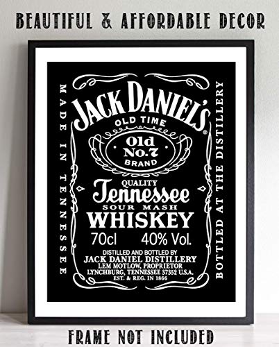 Jack Daniels Whiskey Label- Wall Art Sign- 8 x 10"- Genuine Replica Print-Ready to Frame. Home Décor- Dining Décor. A Must For Tennessee Bourbon Whiskey Fans. Perfect Addition To Man Cave- Dorm-Bar.