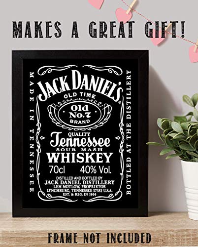 Jack Daniels Whiskey Label- Wall Art Sign- 8 x 10"- Genuine Replica Print-Ready to Frame. Home Décor- Dining Décor. A Must For Tennessee Bourbon Whiskey Fans. Perfect Addition To Man Cave- Dorm-Bar.