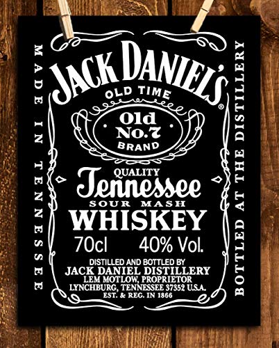 Jack Daniels Whiskey Label- Wall Art Sign- 8 x 10"- Genuine Replica Print-Ready to Frame. Home Décor- Dining Décor. A Must For Tennessee Bourbon Whiskey Fans. Perfect Addition To Man Cave- Dorm-Bar.