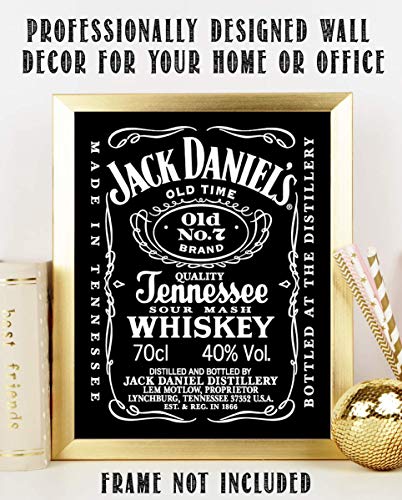 Jack Daniels Whiskey Label- Wall Art Sign- 8 x 10"- Genuine Replica Print-Ready to Frame. Home Décor- Dining Décor. A Must For Tennessee Bourbon Whiskey Fans. Perfect Addition To Man Cave- Dorm-Bar.