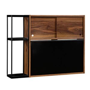 sauder harvey park wall bar, l: 33.27″ x w: 5.91″ x h: 25.0″, grand walnut finish