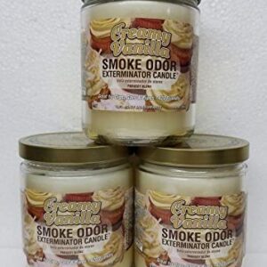 Smoke Odor Exterminator 13 oz Jar Candles Creamy Vanilla, (3)