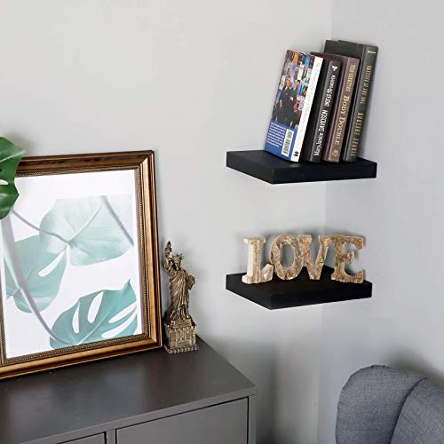 WELLAND Set of 2 Floating Shelves Wall Mounted Shelf, for Home Decor with 8" Deep (Black, 10 inch)