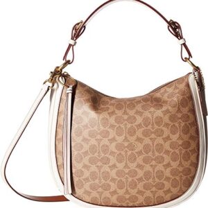 COACH Coated Canvas Signature Sutton Hobo Tan/Chalk/Brass One Size