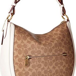 COACH Coated Canvas Signature Sutton Hobo Tan/Chalk/Brass One Size