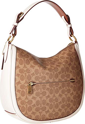 COACH Coated Canvas Signature Sutton Hobo Tan/Chalk/Brass One Size