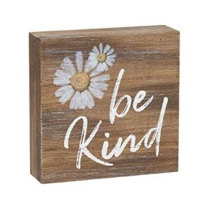 ‘be kind’ inspirational wood grain mini block sign, 3.5″