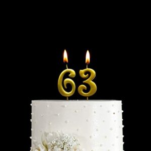 MAGJUCHE Gold 63rd Birthday Numeral Candle, Number 63 Cake Topper Candles Party Decoration for Women or Men