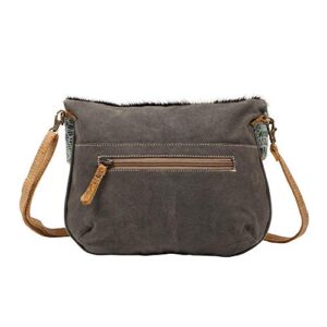 Myra Bag Macey Flap Over Upcycled Canvas & Cowhide Leather Small Crossbody Bag S-1221