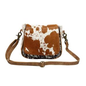 myra bag flap over cowhide & leather small crossbody bag s-1215