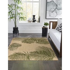 Liora Manne Carmel Indoor Outdoor Rug - Nature Styled Rug, Comfortable & Durable, Power Loomed, Polypropylene Material, UV Stabilized, Palm Green, 3'3" x 4'11"