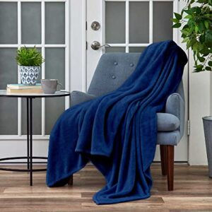 cosy house collection everyday 1500 series fleece blanket – couch & travel essentials – all season, stays fresh & clean – soft, breathable & skin-friendly (throw, navy)