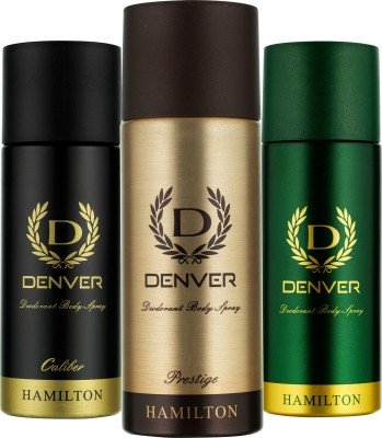 DENVER Denver Hamilton, Prestige and Caliber Deo Combo (Pack of 3) Deodorant Spray - For Men(165 ml)