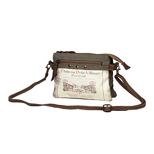 Myra Bag Pomerol 1964 Upcycled Canvas & Leather Small Crossbody Bag S-1241 , Brown , One Size