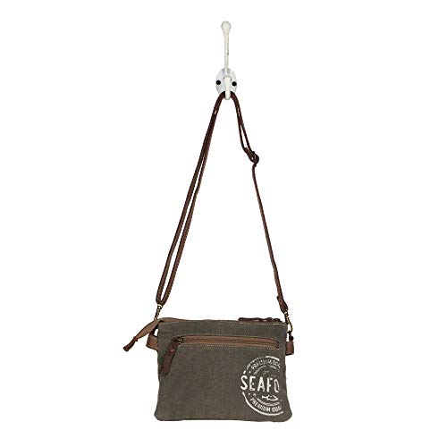 Myra Bag Pomerol 1964 Upcycled Canvas & Leather Small Crossbody Bag S-1241 , Brown , One Size