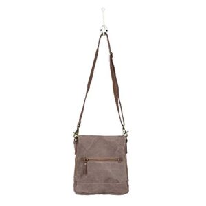 Myra Bag Verdant Upcycled Canvas & Cowhide Leather Shoulder Bag S-1209