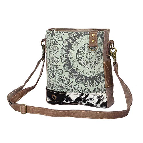 Myra Bag Verdant Upcycled Canvas & Cowhide Leather Shoulder Bag S-1209