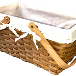 Picnic Basket Natural Woven Woodchip with Double Folding Handles | Easter Basket | Storage of Plastic Easter Eggs and Easter Candy | Organizer Blanket Storage | Bath Toy and Kids Toy Storage