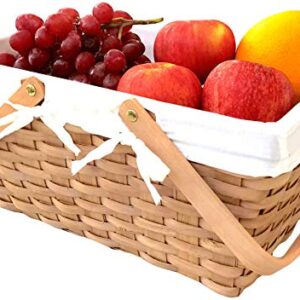 Picnic Basket Natural Woven Woodchip with Double Folding Handles | Easter Basket | Storage of Plastic Easter Eggs and Easter Candy | Organizer Blanket Storage | Bath Toy and Kids Toy Storage