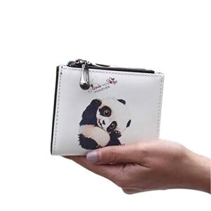 nawoshow women cute small wallet cherry pattern coin purse card holder clutch bag (panda)