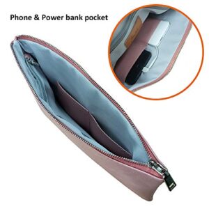 Commuter Clutch - All in One Travel & Everyday Clutch Handbag that Charges Your Phone - Great For Travel & Everyday Use (Blush)