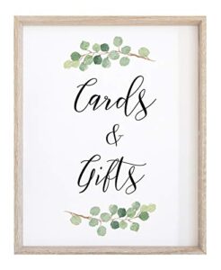 2 city geese wedding cards and gifts sign for reception or ceremony | watercolor greenery with eucalyptus print on thick cardstock paper | wedding decoration not framed | (1) 8×10 sign