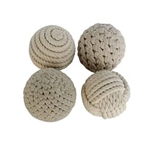 Deco 79 Jute Handmade Orbs & Vase Filler with Varying Designs, Set of 4 4"D, Brown