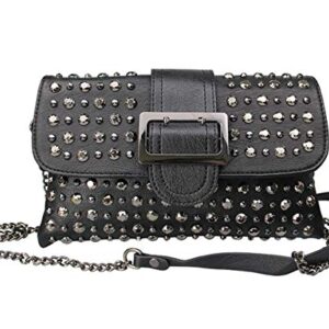 Rullar Women Ladies Punk Rivet Purse Satchel PU Leather Shoulder Crossbody Top-handle Bag Tote Handbag Black