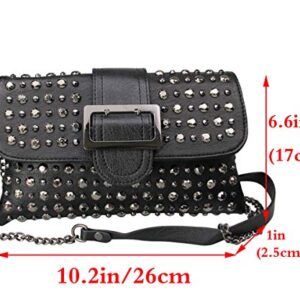 Rullar Women Ladies Punk Rivet Purse Satchel PU Leather Shoulder Crossbody Top-handle Bag Tote Handbag Black