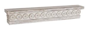 deco 79 wood floral intricate carved 1 shelf wall shelf, 36″ x 5″ x 6″, white