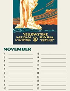 National Parks Poster Art of the WPA Perpetual Calendar Birthday Anniversary Family Date Annual Reminders 5.5" x 11.5"