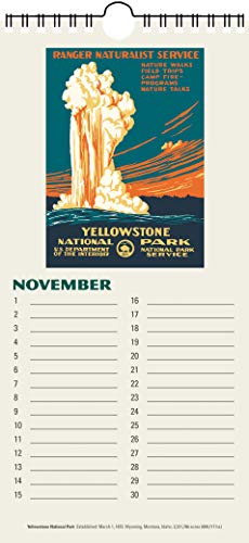 National Parks Poster Art of the WPA Perpetual Calendar Birthday Anniversary Family Date Annual Reminders 5.5" x 11.5"