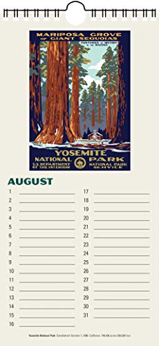 National Parks Poster Art of the WPA Perpetual Calendar Birthday Anniversary Family Date Annual Reminders 5.5" x 11.5"